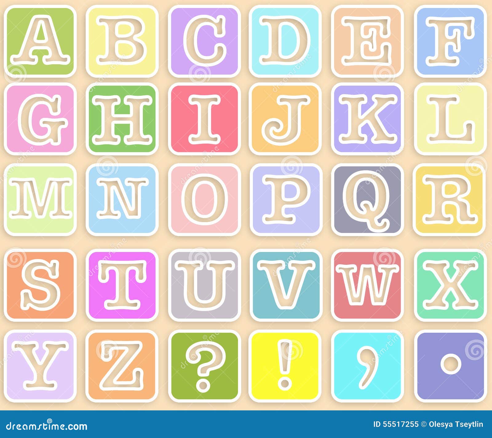 Colorful English alphabet. stock illustration. Illustration of pastel ...