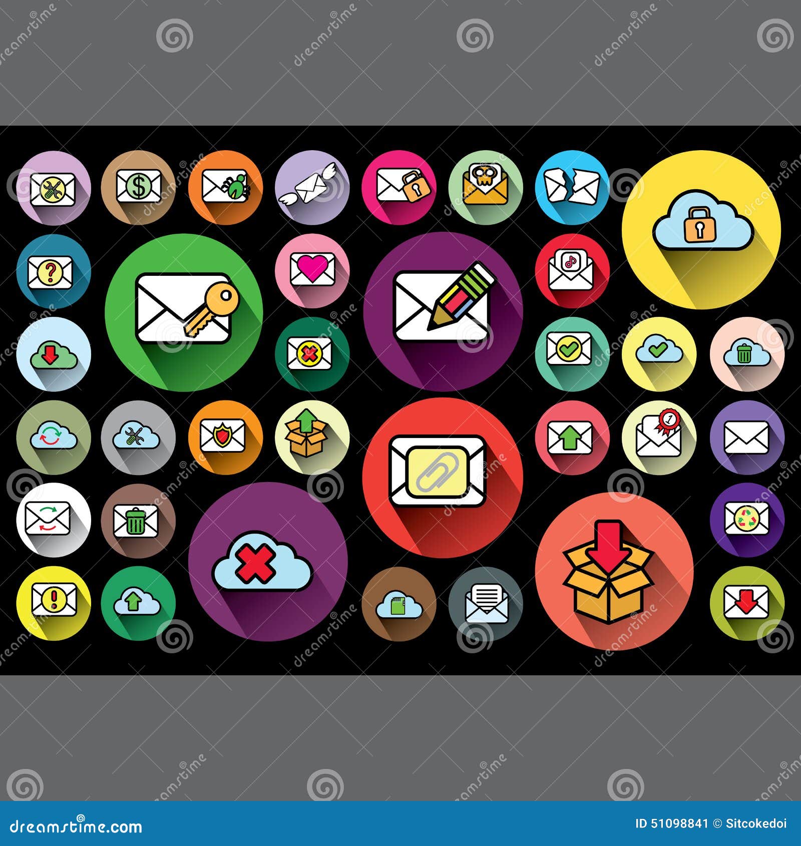 Colorful Envelope Icons In Color Circle Cartoon Vector | CartoonDealer ...