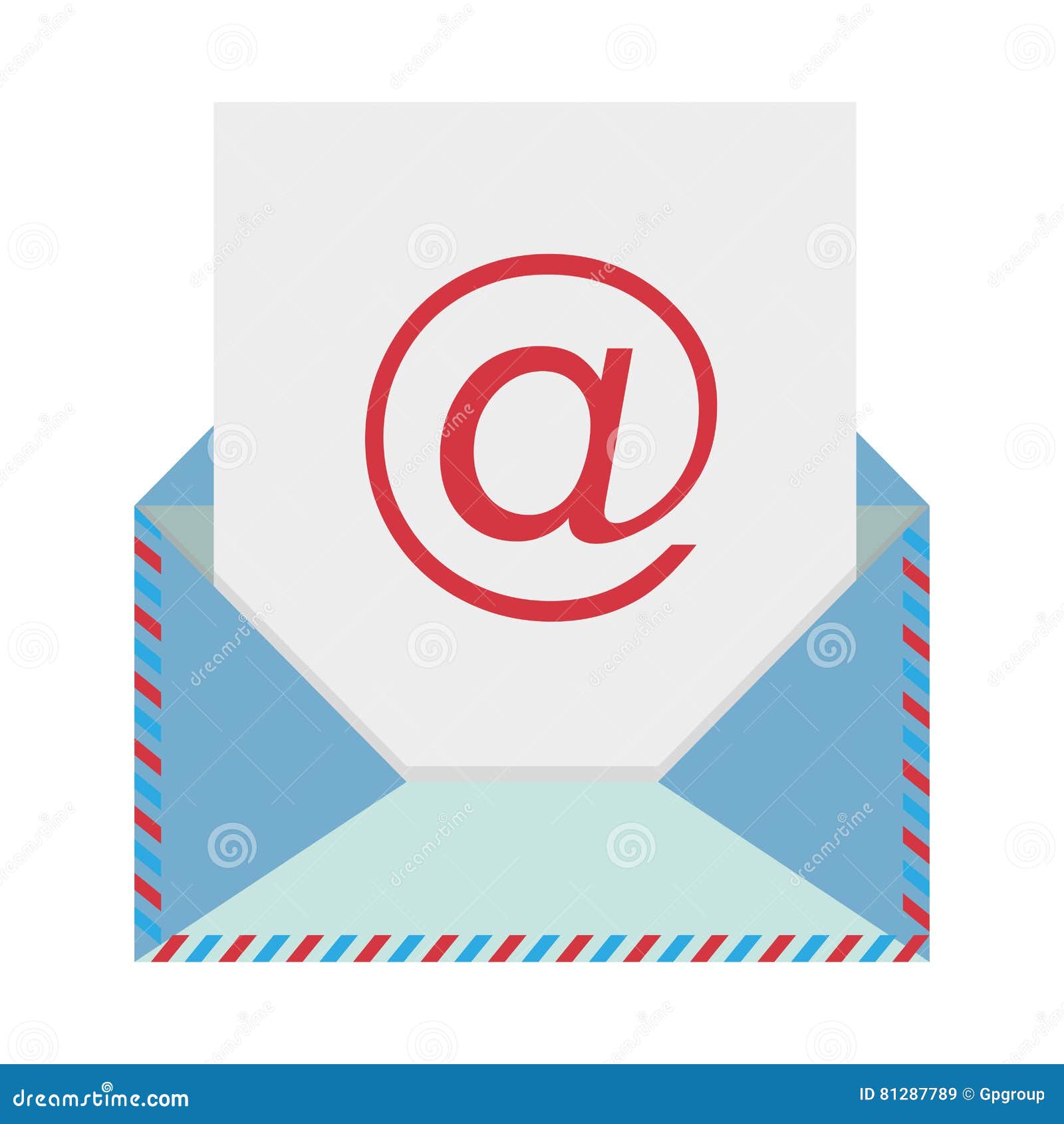 Colorful Envelope with Mailing Sheet and at Sign Stock Illustration ...