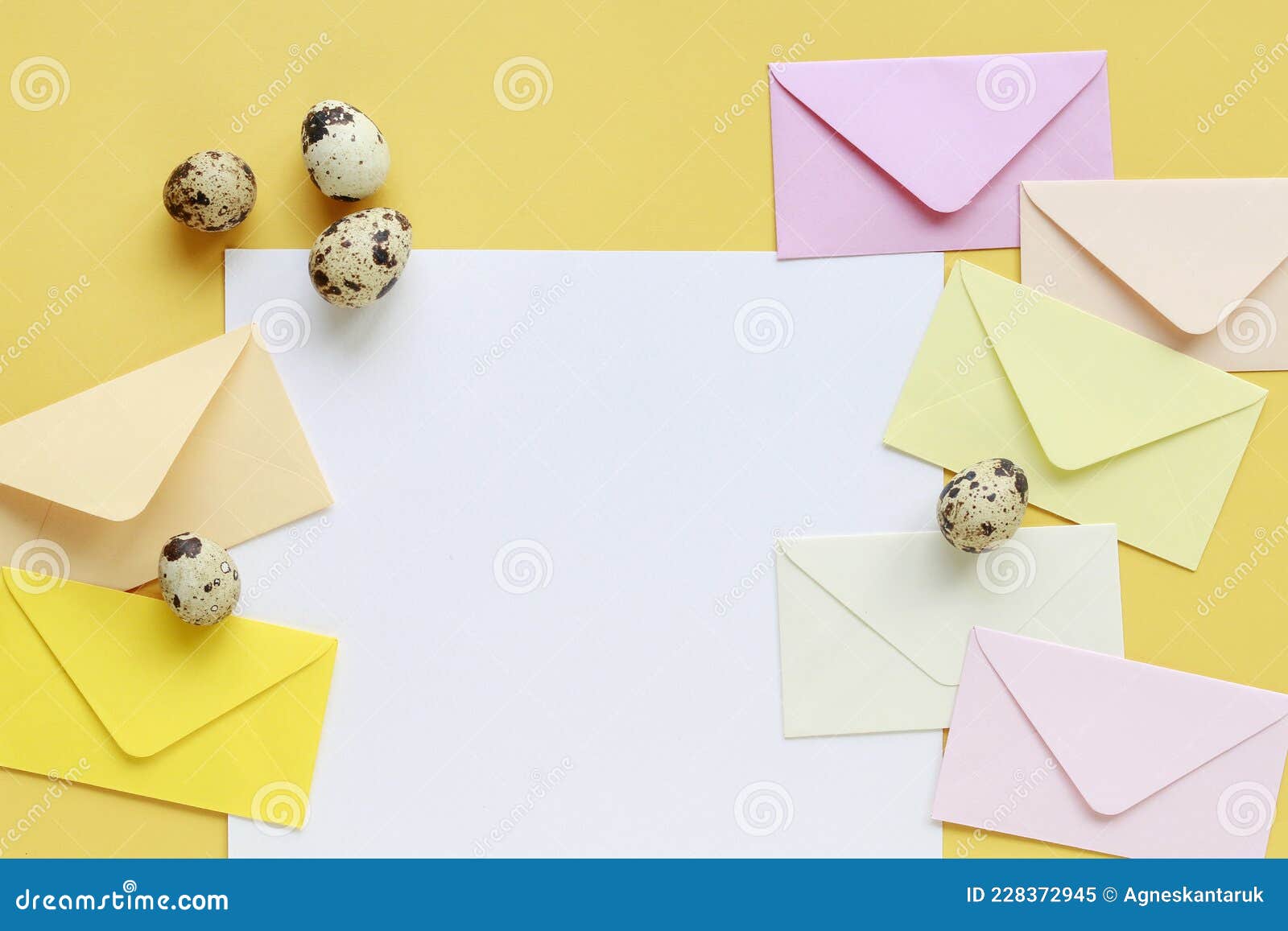 Colorful Envelopes on Yellow Background Stock Image - Image of message ...