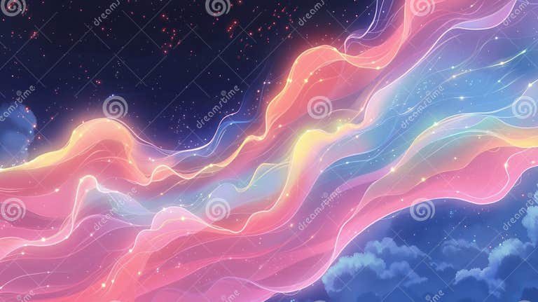 A Colorful, Ethereal Wave of Light Flows through a Starry Night Sky ...