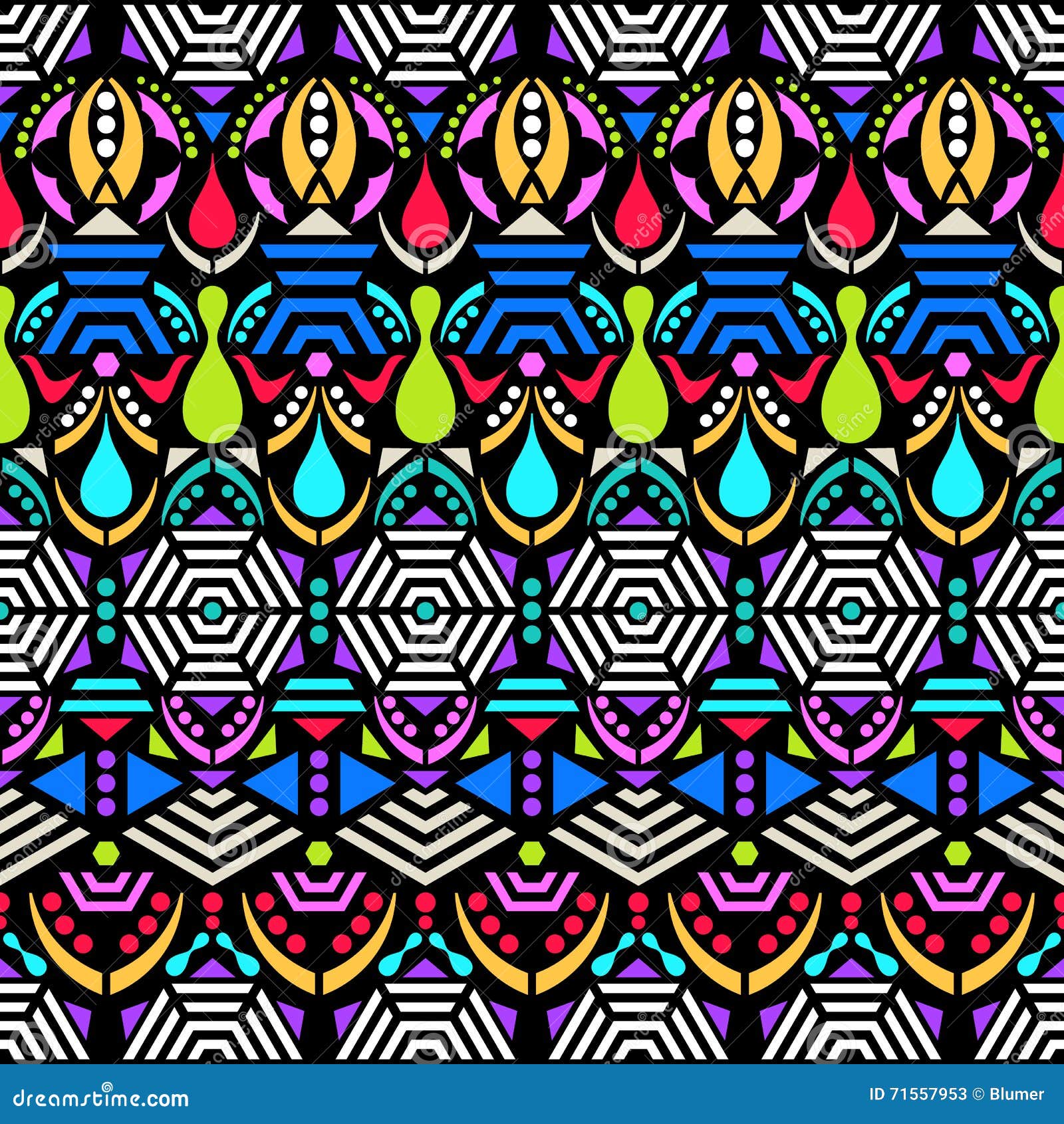 Colorful Ethnic Seamless Pattern Stock Vector - Illustration of line ...