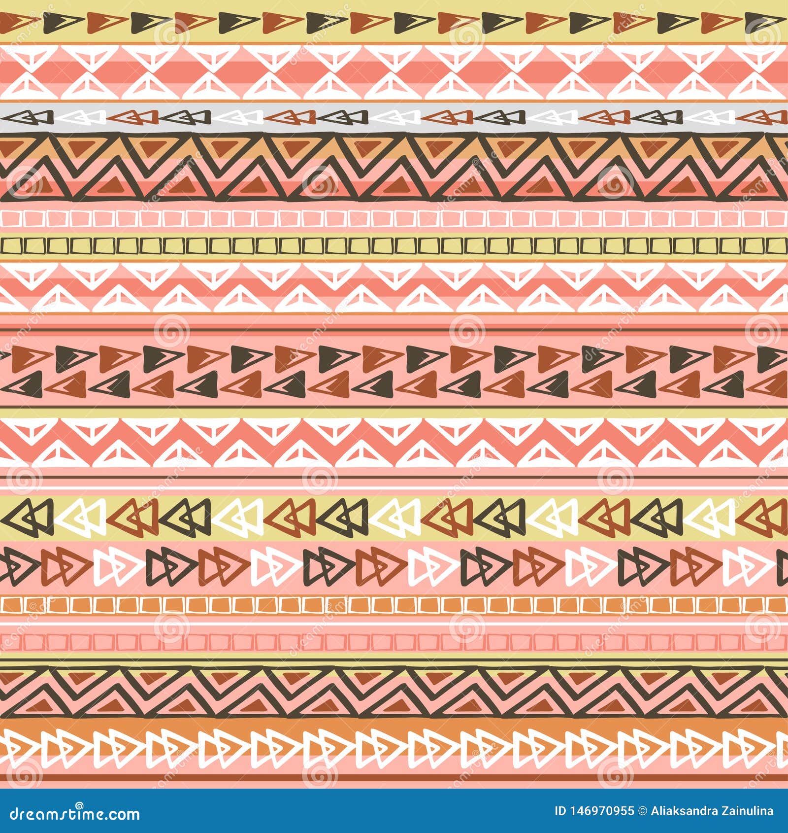 Colorful Ethnic Triangle Seamless Pattern Design with Strips Stock ...