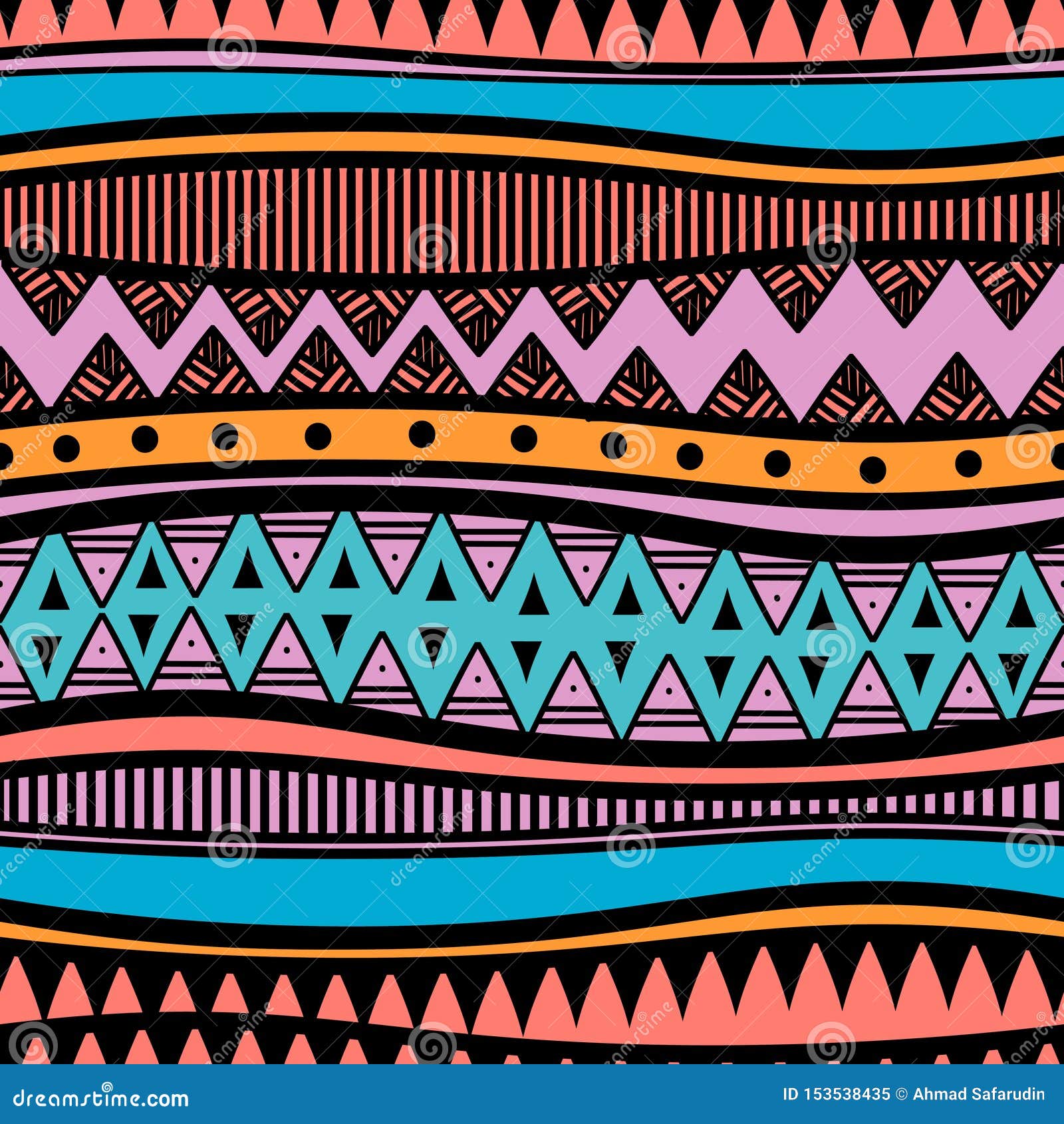 Colorful Ethnic Tribal Abstract Design Seamless Pattern Stock Vector ...