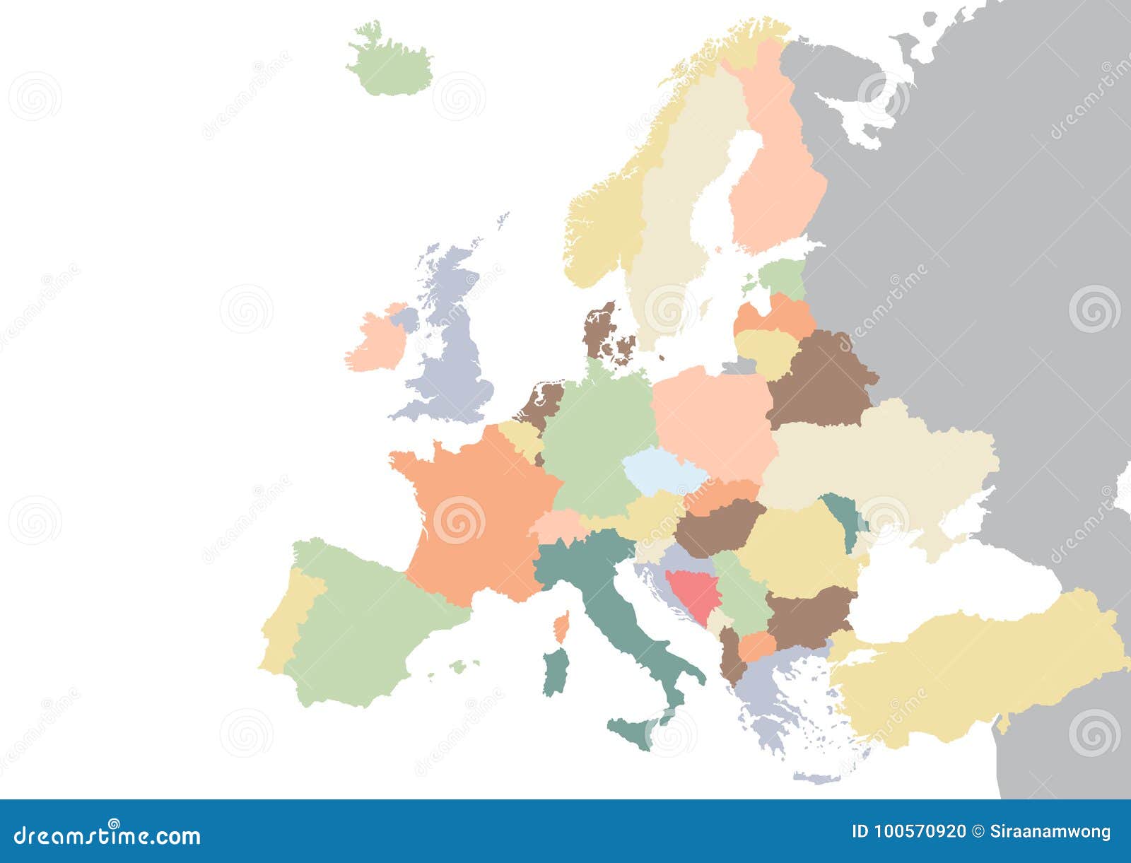 Colorful Europe Map. Countries And Borders, Political Map Of Europe ...