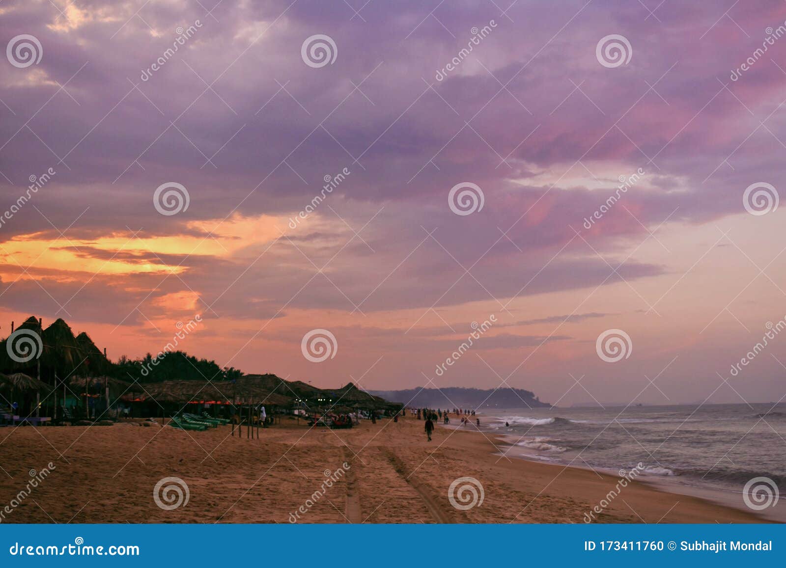 A Colorful Evening in the Beach of Goa with Trail in Sand Stock Photo ...