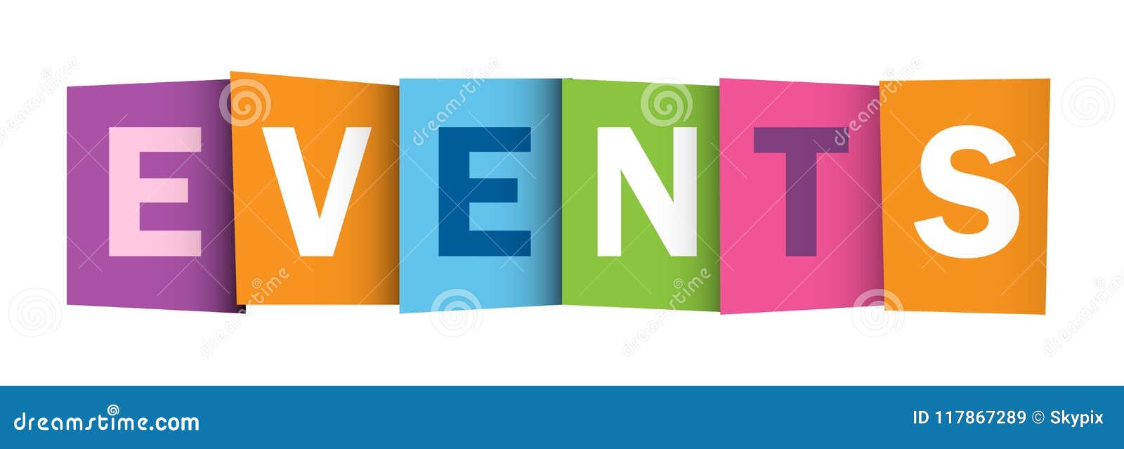 Colorful EVENTS Overlapping Letters Banner Stock Vector - Illustration ...