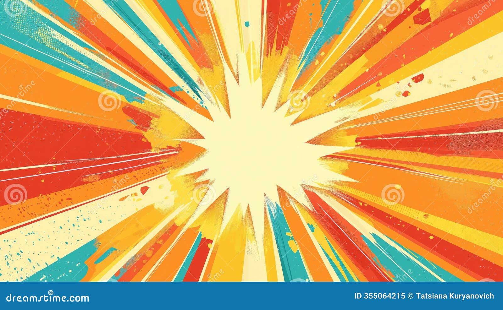Colorful Exploding Comic Burst with Retro Pop Art Style and Dynamic ...