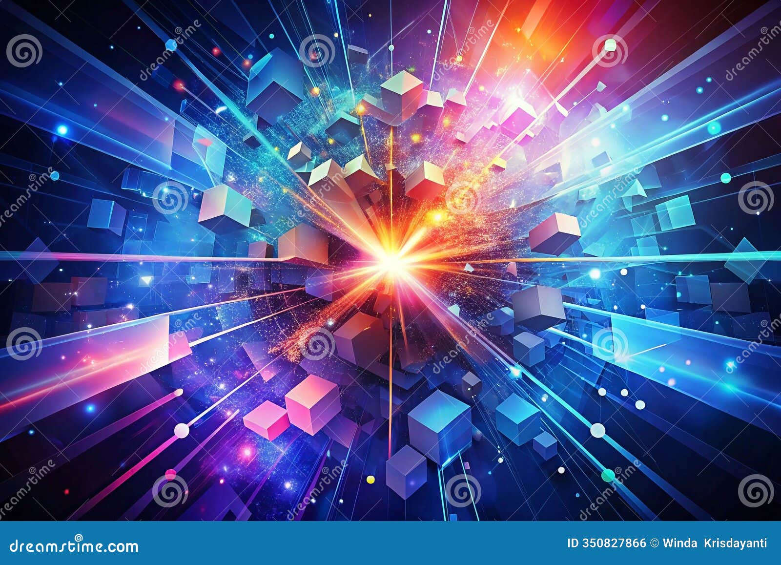 Colorful Exploding Cubes, Digital Art, Abstract Background Stock ...