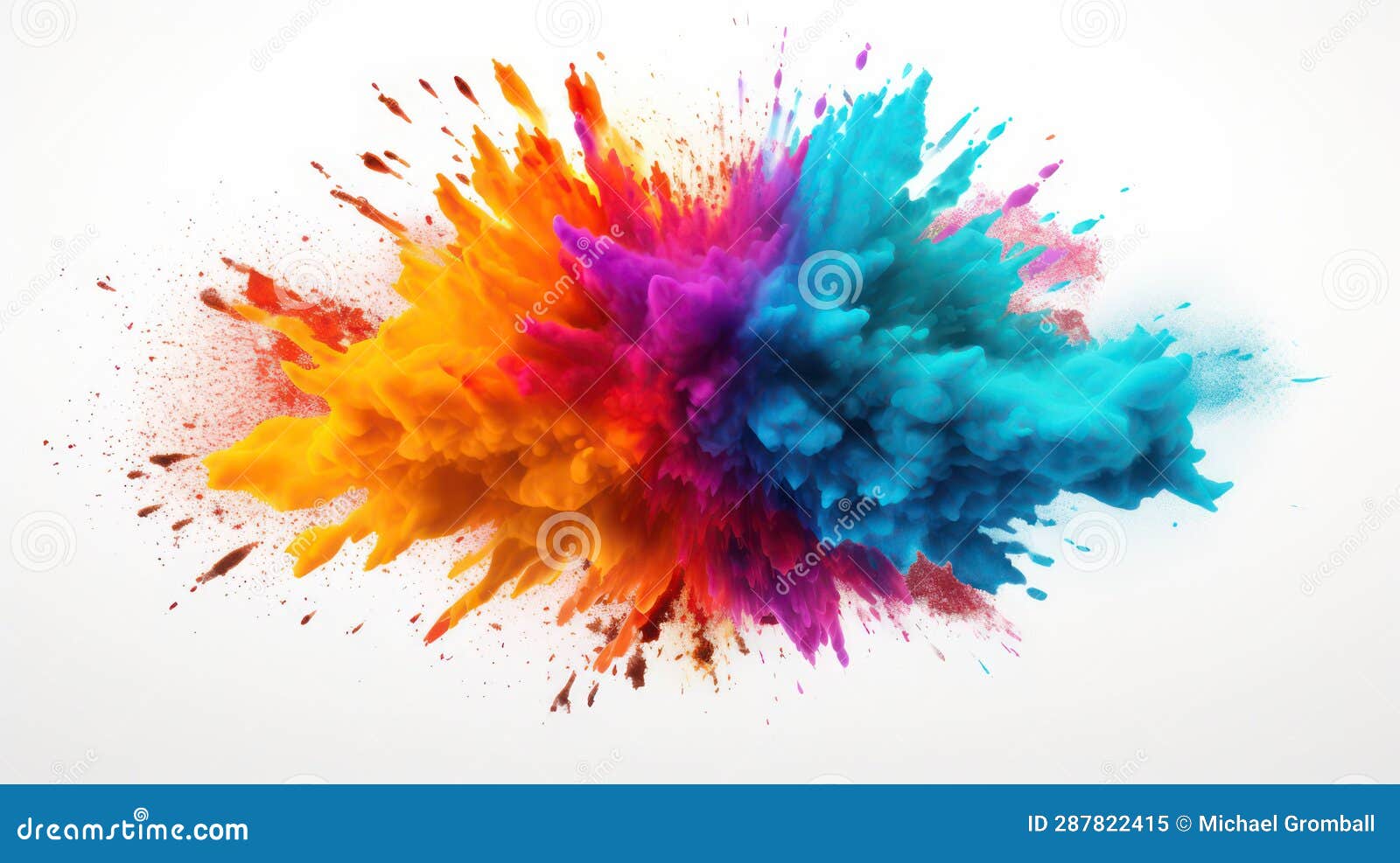 Colorful Exploding Powder Isolated on White Created with Generative AI ...