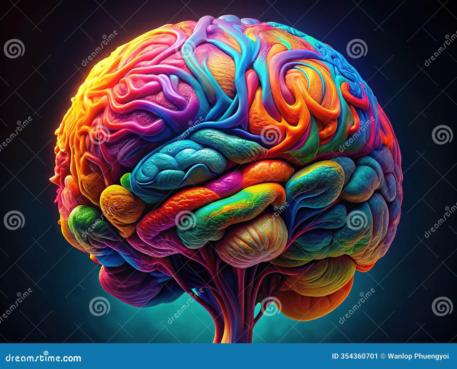A Colorful Exploration of Human Brain Anatomy Detailed 3D Visualization ...