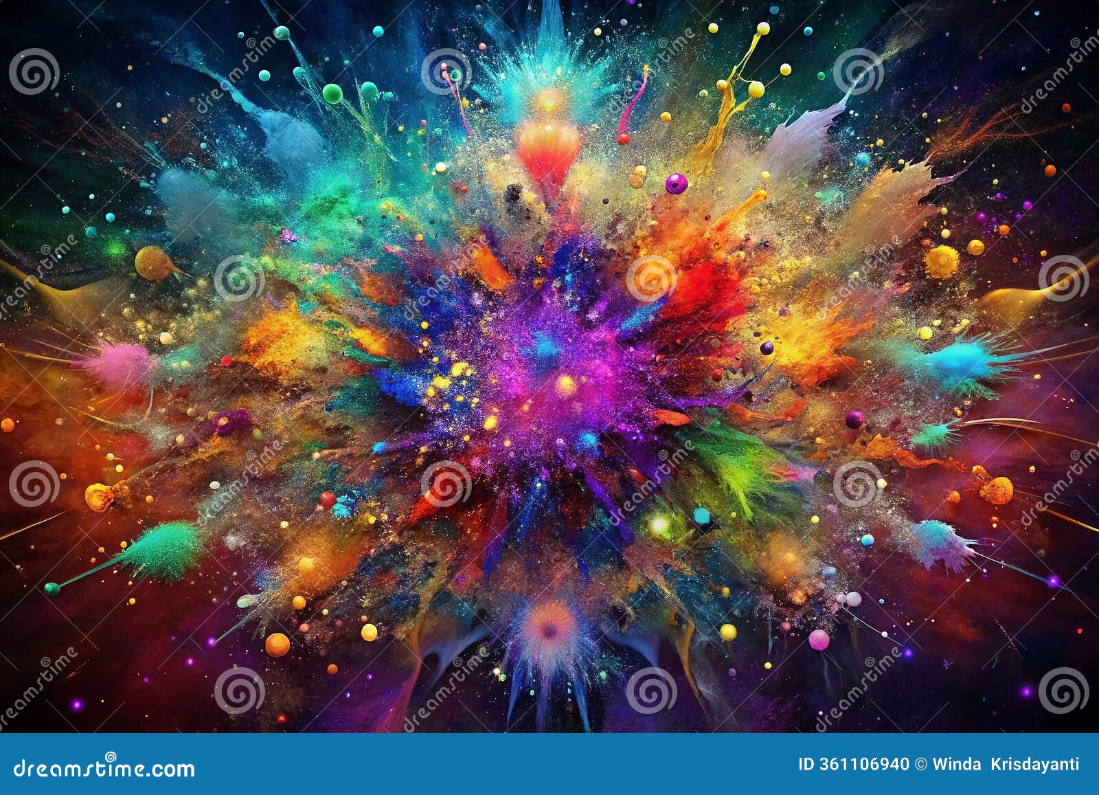 Colorful Explosion Abstract Art, Vibrant Paint Splashes in Deep Space ...