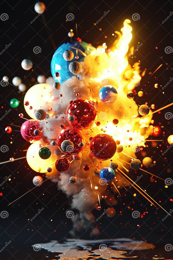 Colorful Explosion of Abstract Shapes and Lights Stock Illustration ...