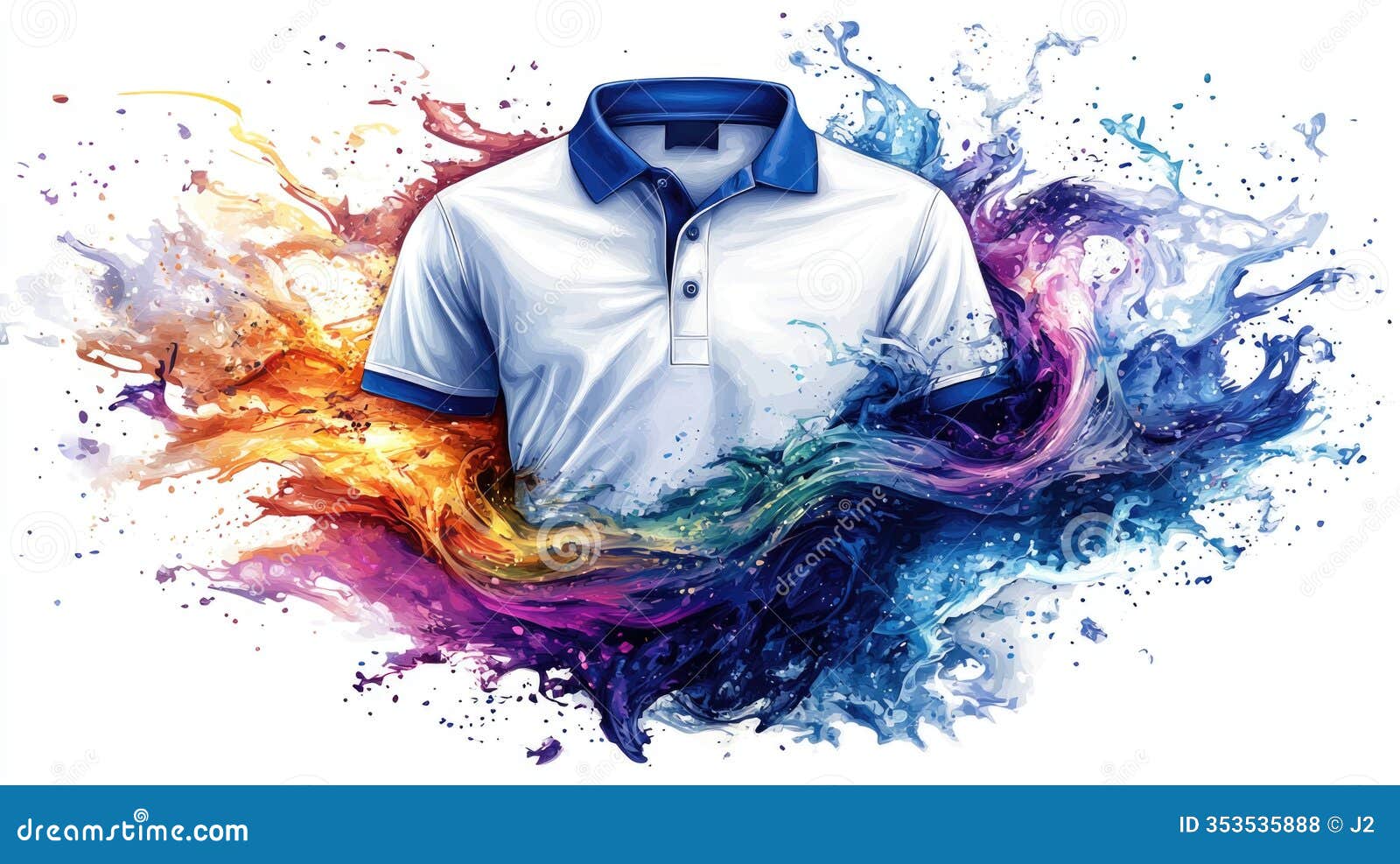 Colorful Explosion Around a White Polo Shirt Stock Illustration ...