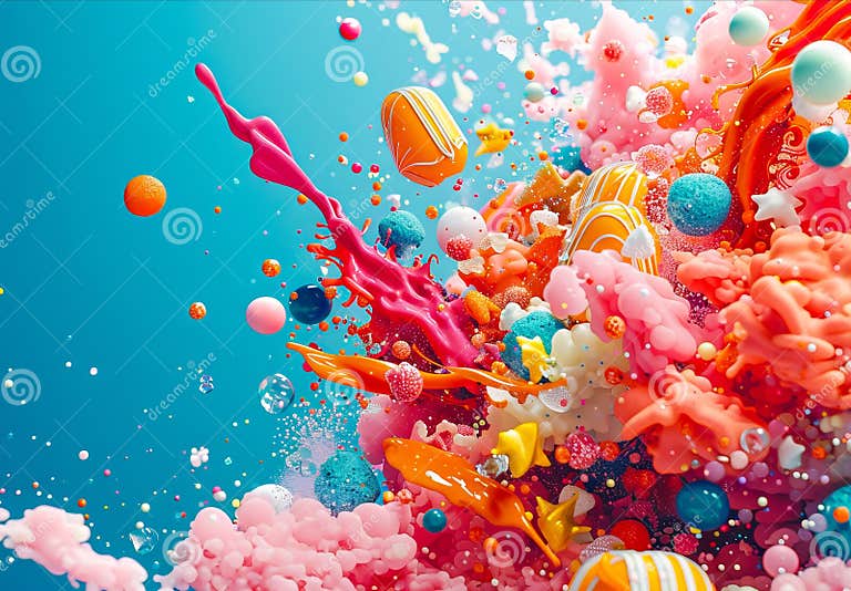 A Colorful Explosion of Candy and Bubbles Stock Image - Image of ...