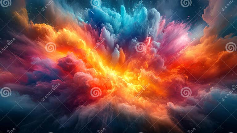 Colorful Explosion of Clouds in the Sky Generative AI Stock ...