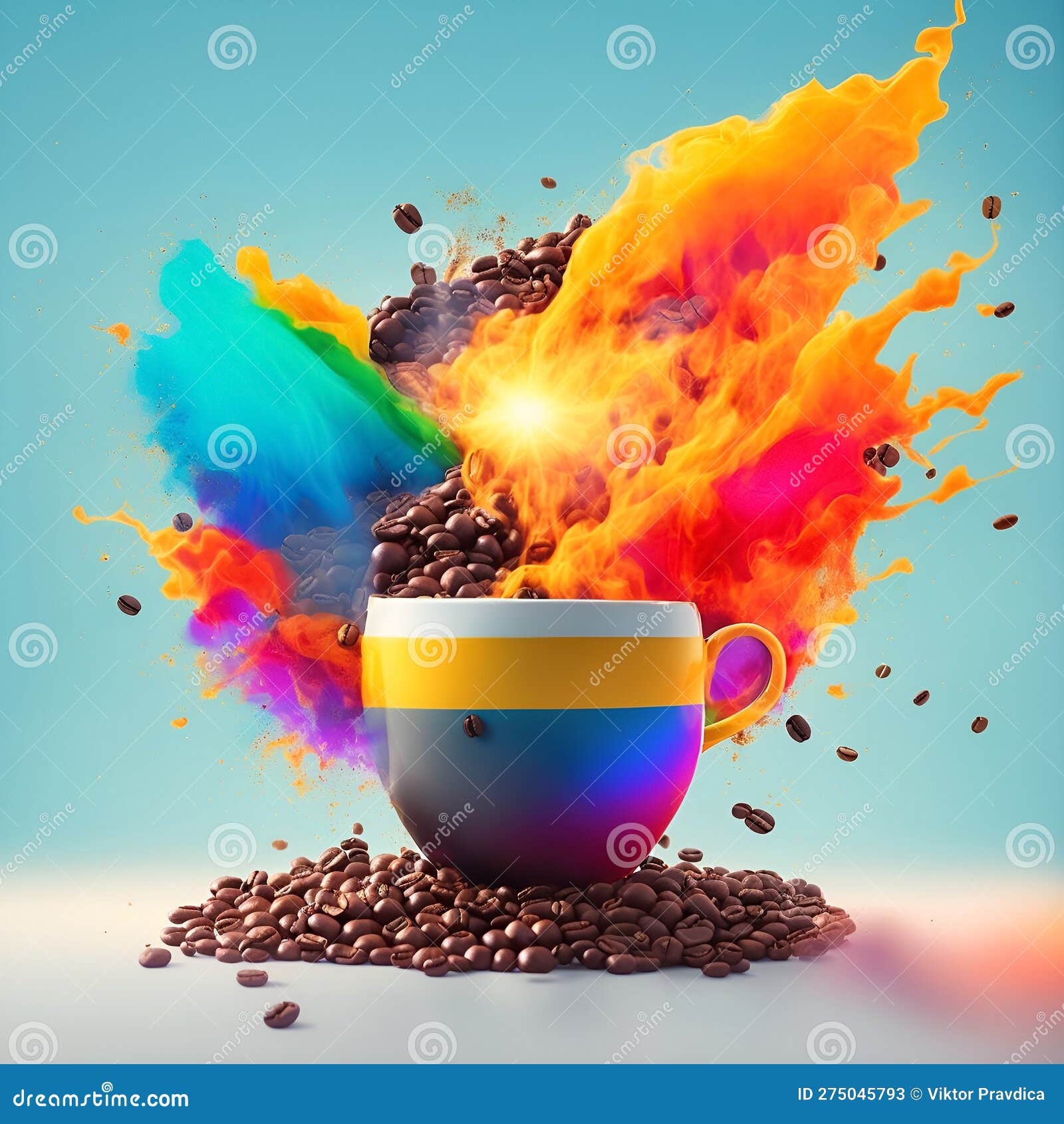 Coffee cup explosion stock illustration. Illustration of morning ...