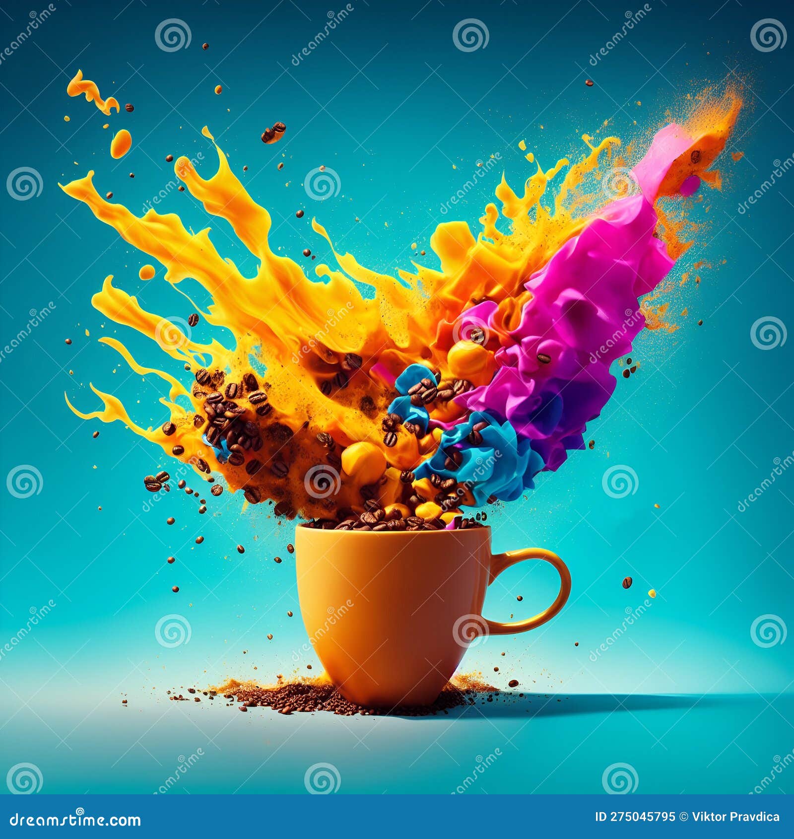 Coffee cup explosion stock illustration. Illustration of beverage ...