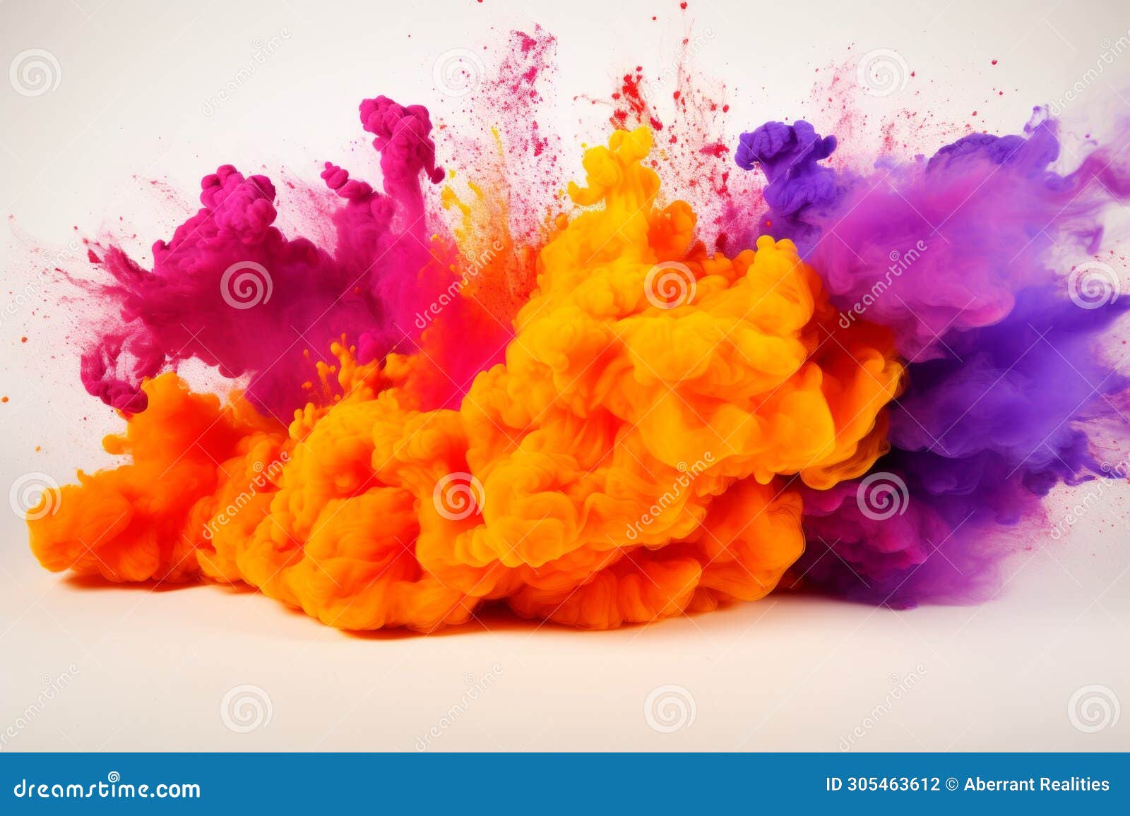 Colorful Explosion of Colored Powder on a White Background Stock ...