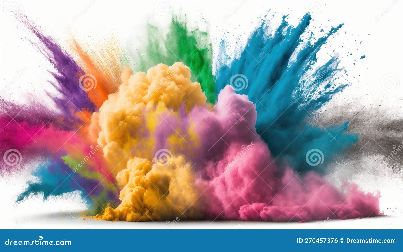 A Colorful Explosion of Colored Powder on a White Background with Copy ...