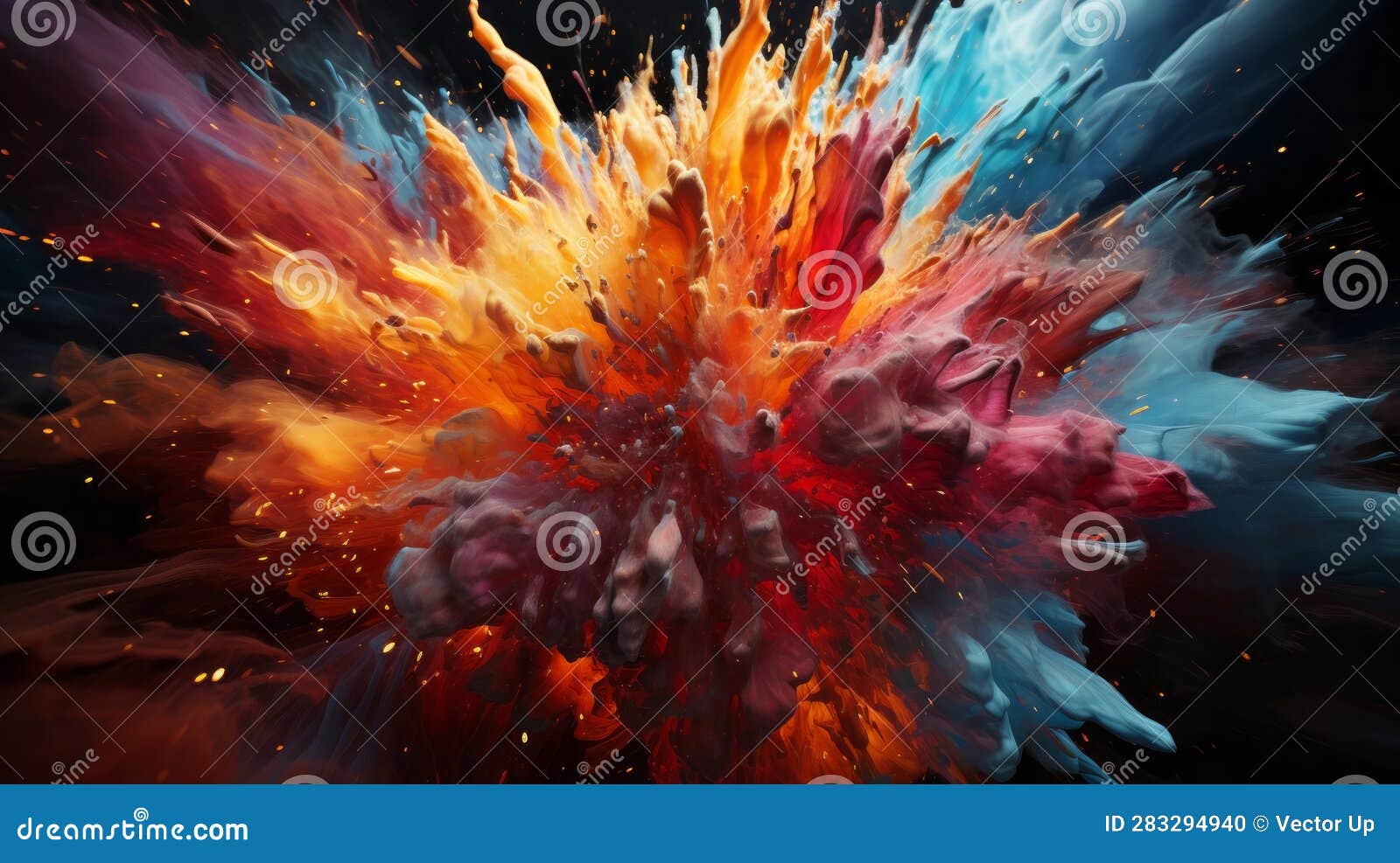 Colorful Explosion with Dots and Lines. Generative AI. Stock ...