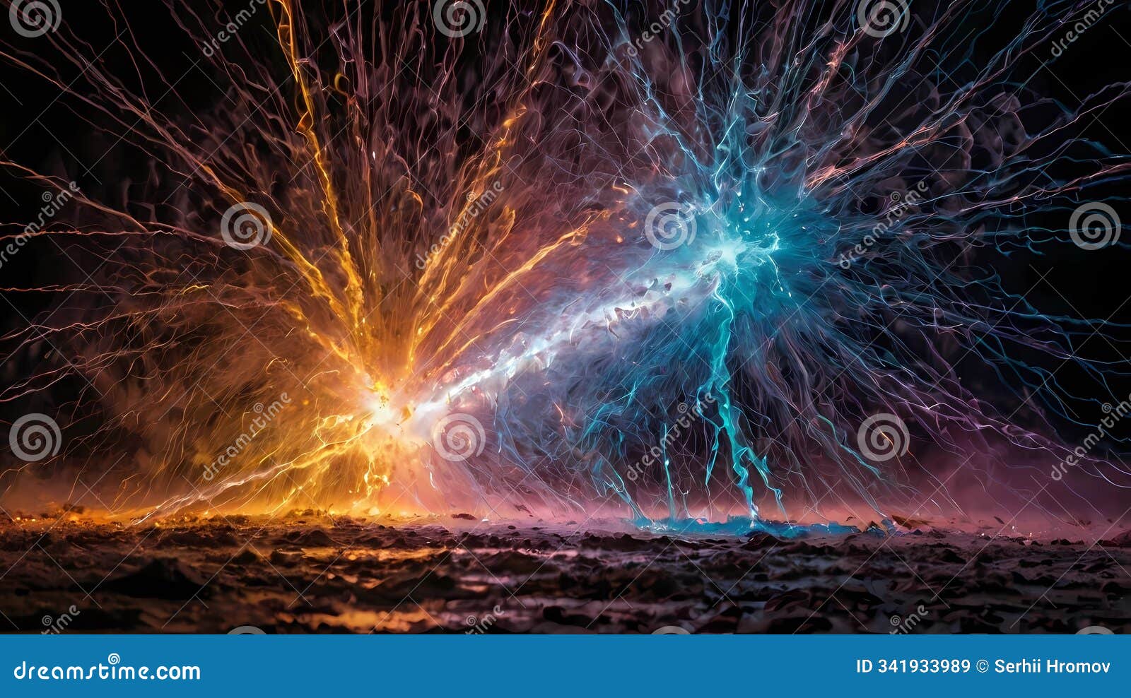 Big Bang. Lightnings Burst in Vivid Space Stock Image - Image of ...