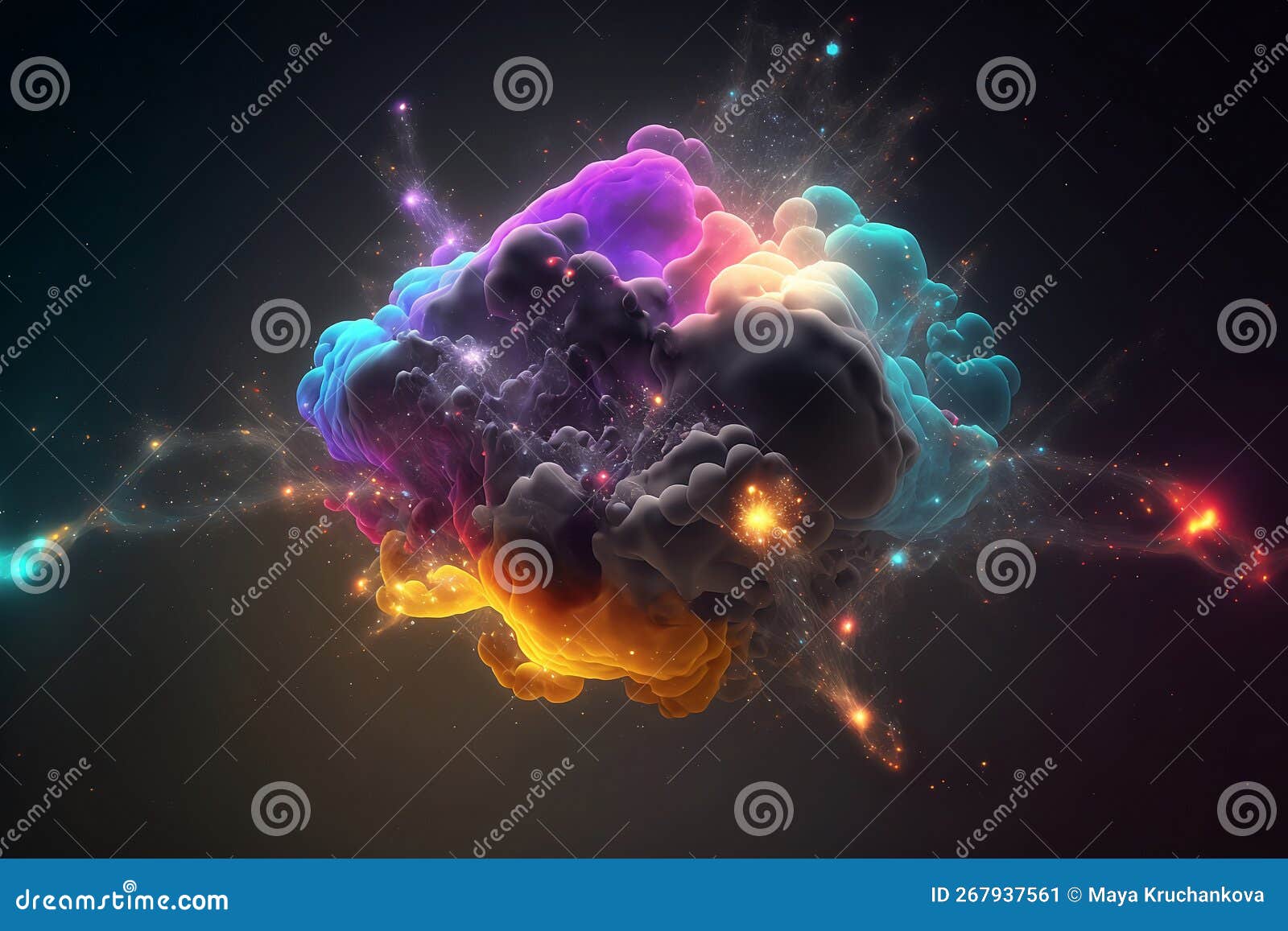 Colorful Explosion Energy on Black Background Stock Illustration ...