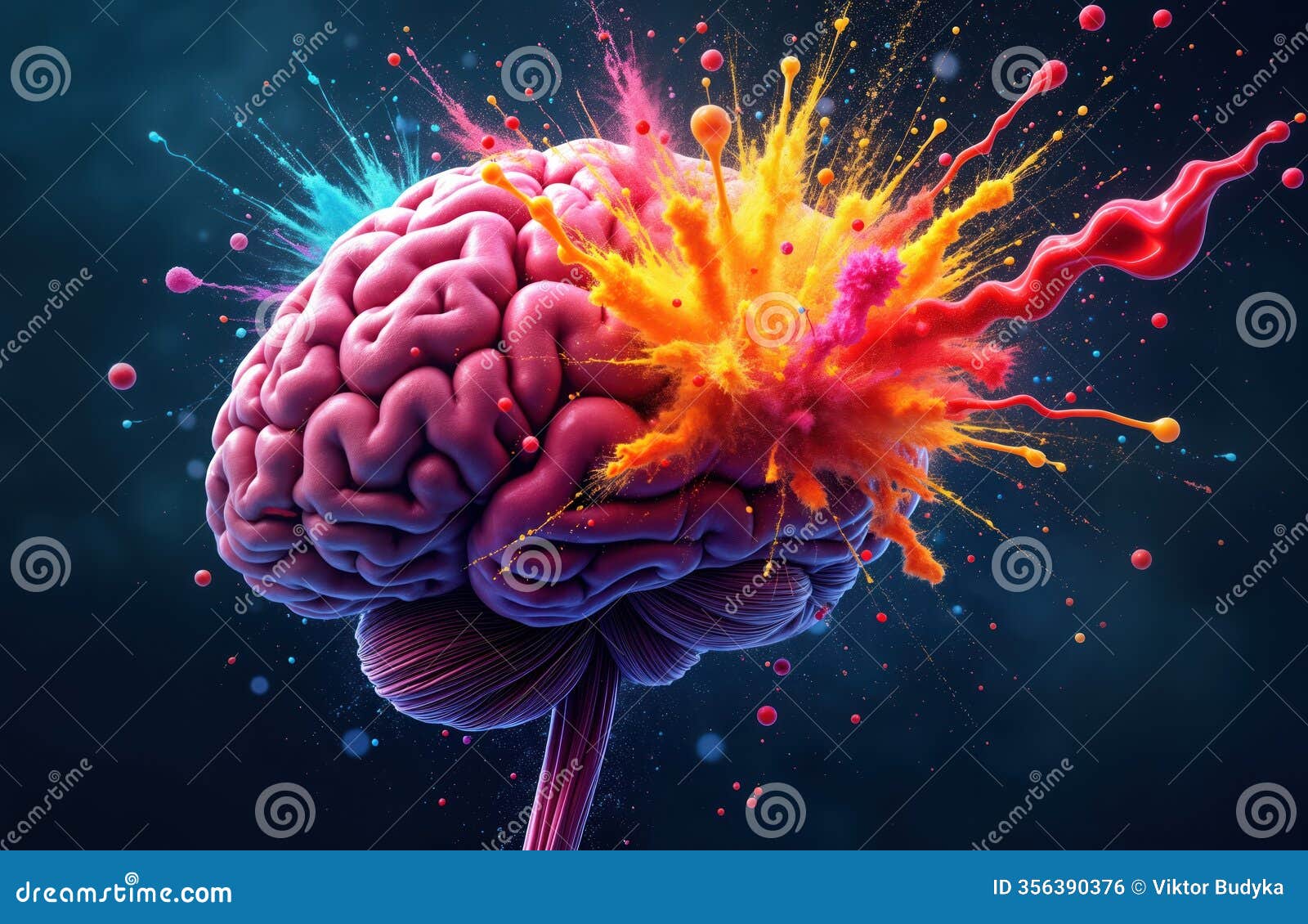 Colorful Explosion of Ideas Bursts from Brain. Creative Mental ...