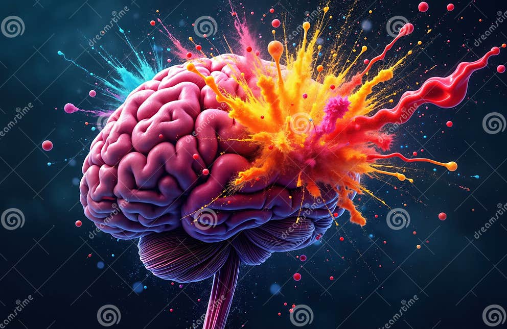 Colorful Explosion of Ideas Bursts from Brain. Creative Mental ...