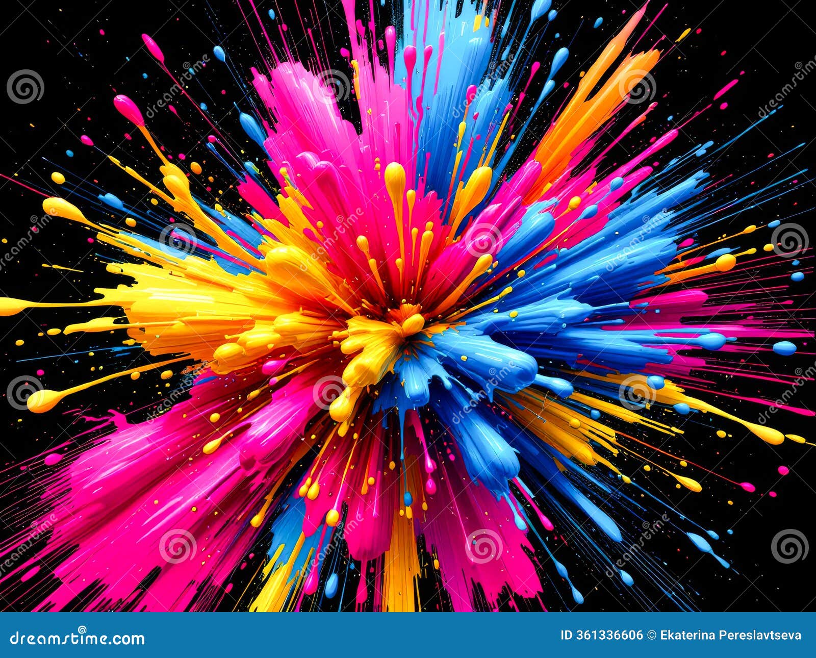 Colorful Explosion of Paint with Red, Yellow, and Blue Colors Stock ...