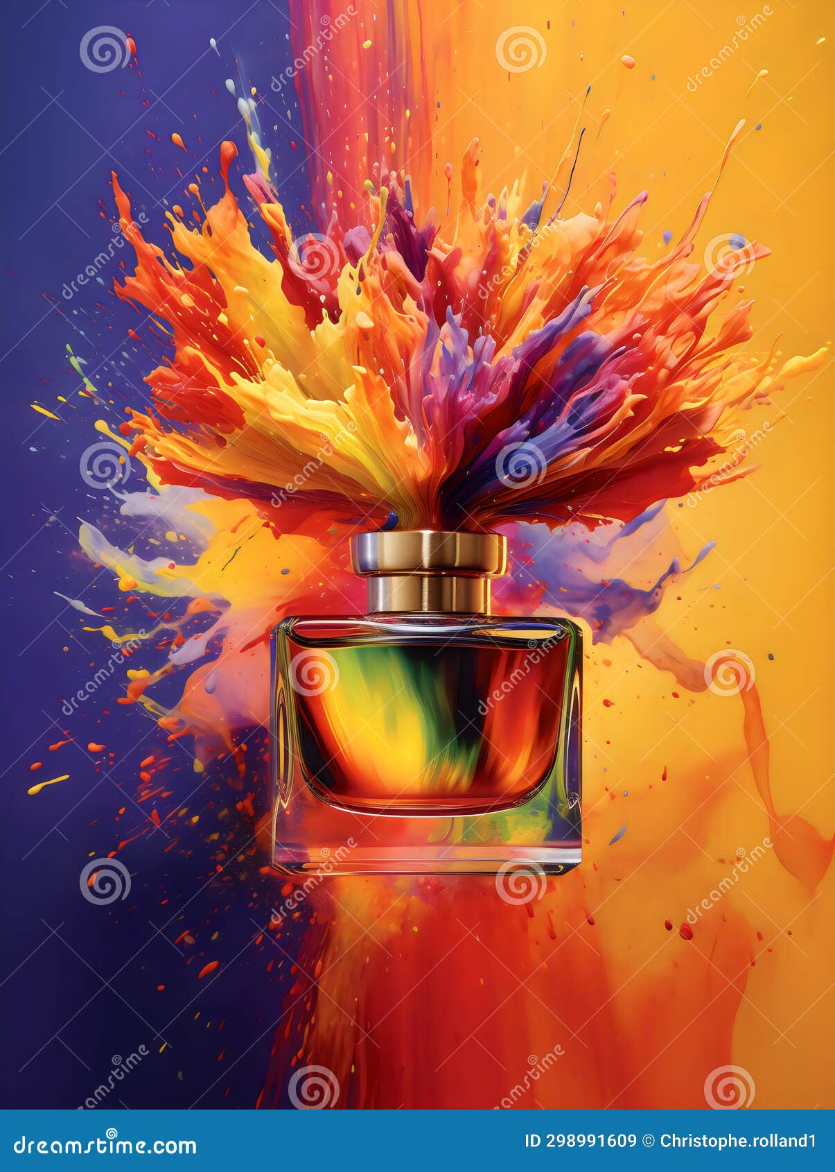 A Colorful Explosion of Perfume in a Bottle Stock Image - Image of ...