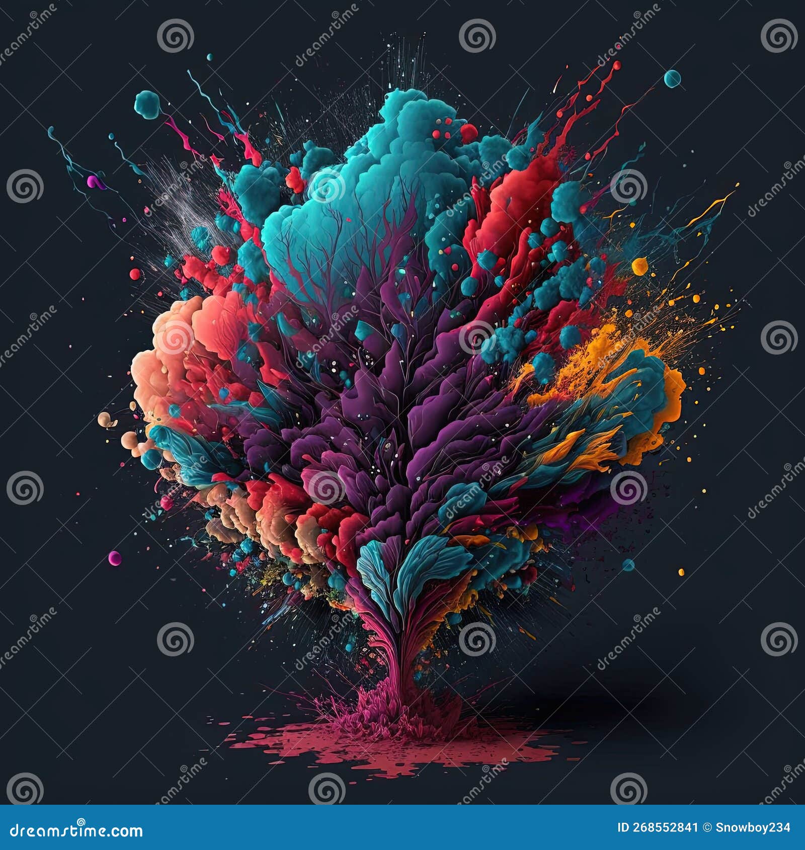 Explosion of Powder. Flying in Different Directions Powder for Design ...