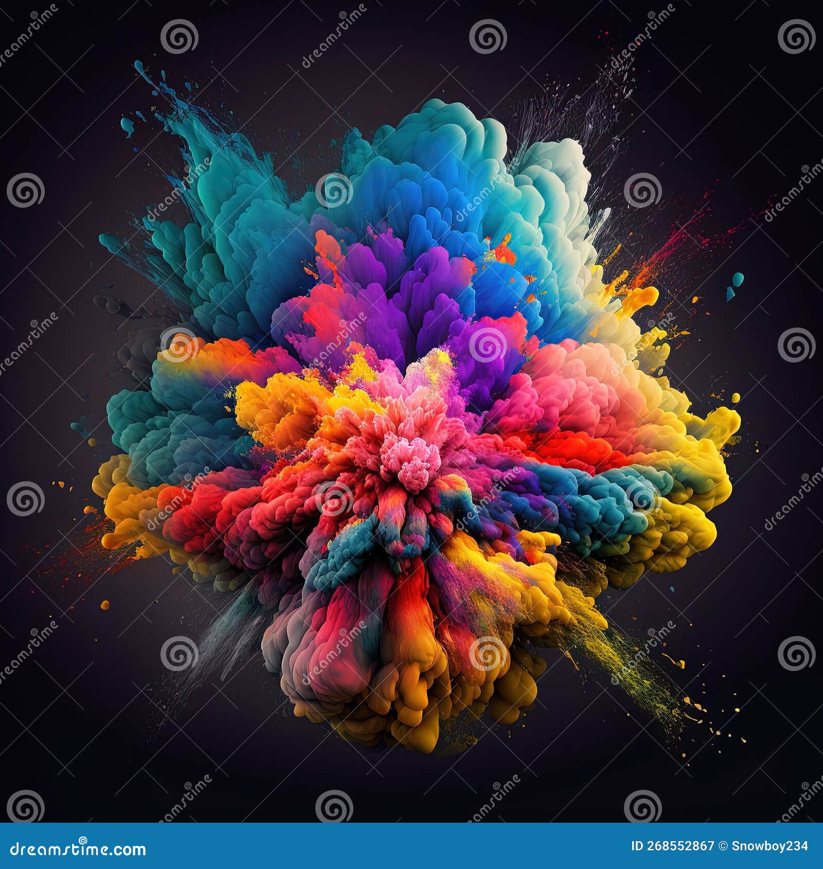 Explosion of Powder. Flying in Different Directions Powder for Design ...