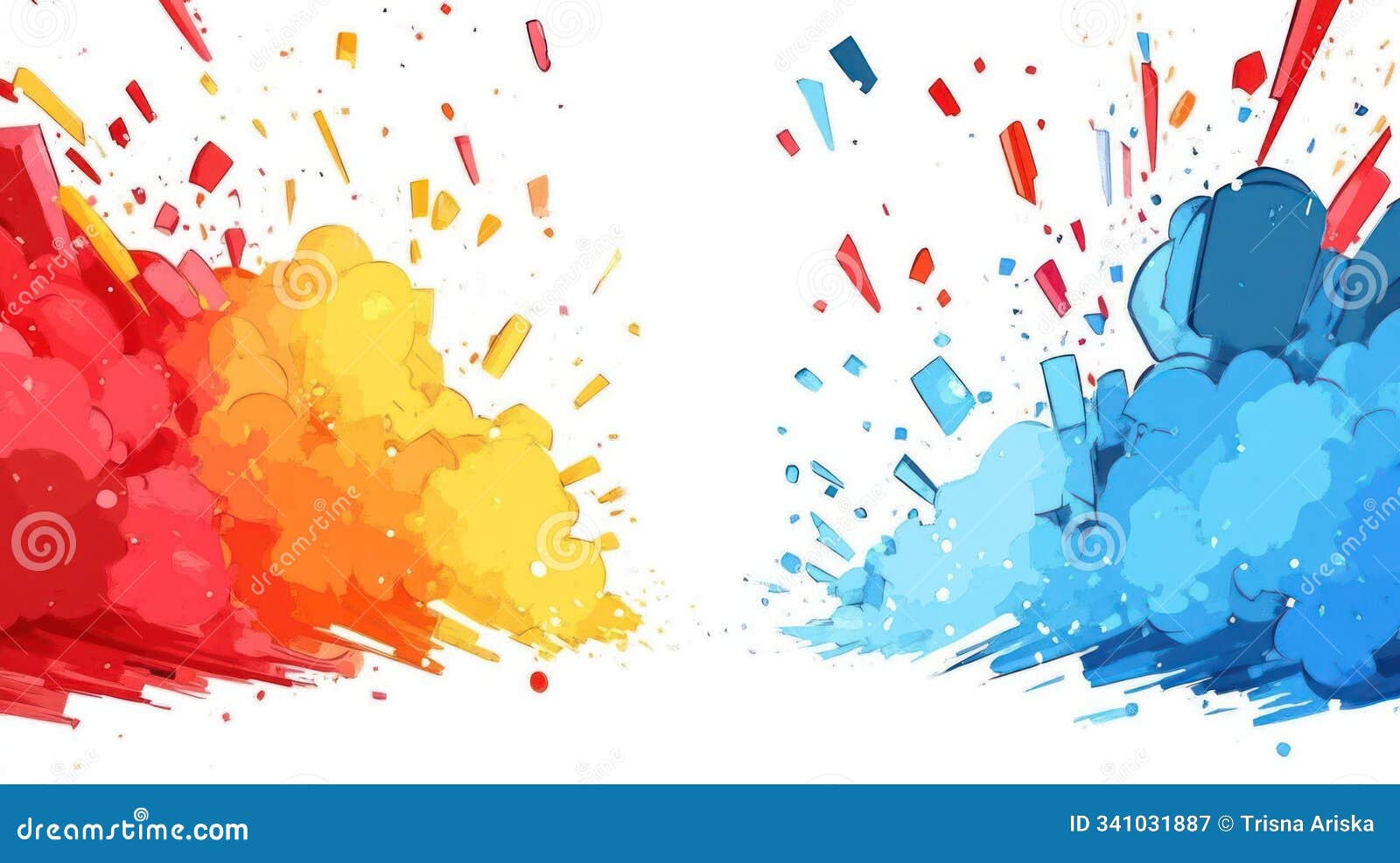 Colorful Explosion of Red and Blue Smoke, Creating a Dynamic Visual ...