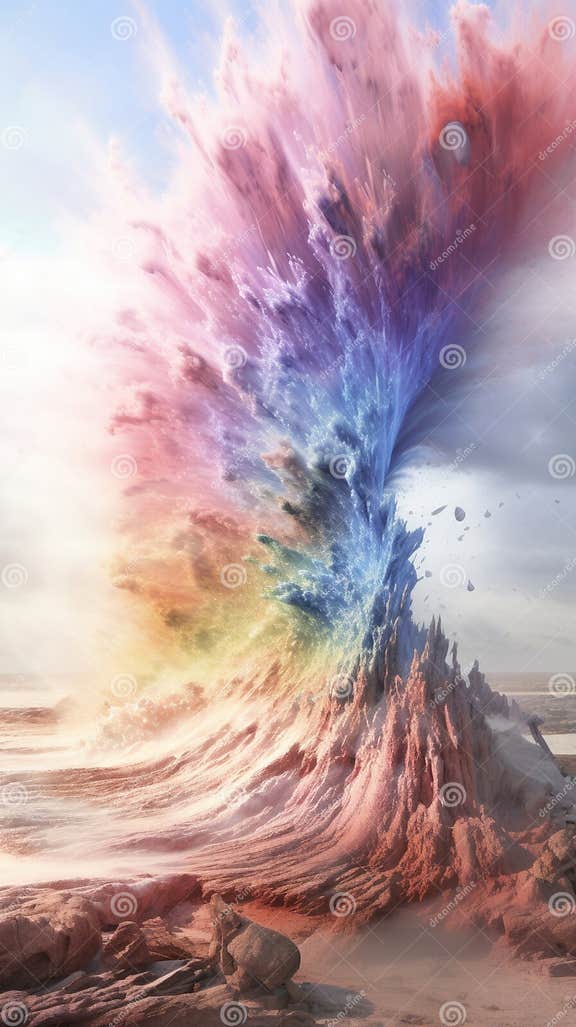 A Colorful Explosion of Sand in the Desert Stock Photo - Image of ...