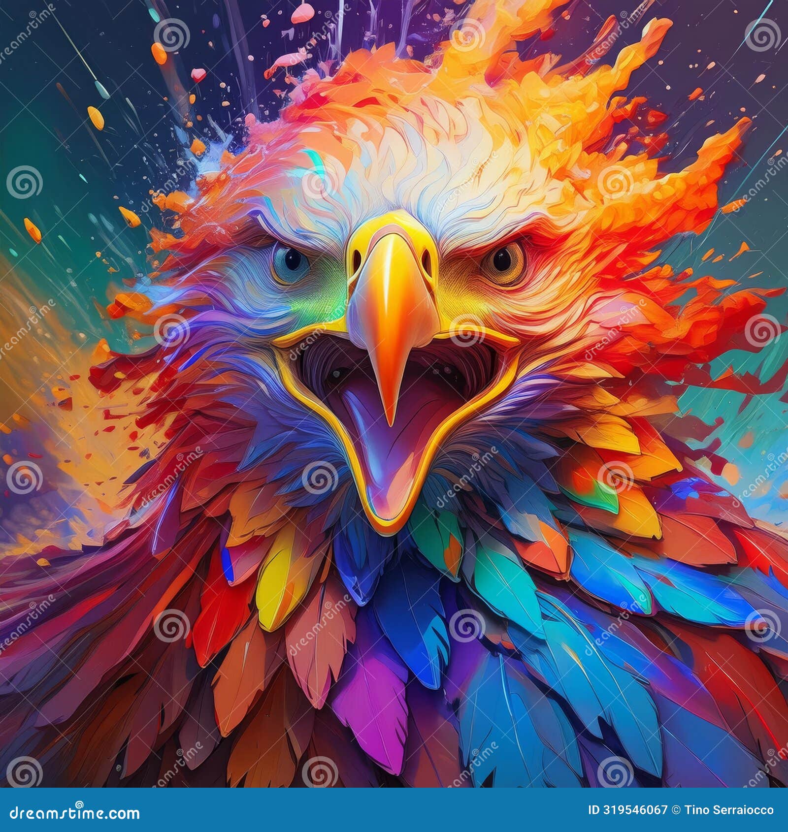 Colorful Explosion in the Shape of an Aggressive Eagle Head , Generated ...