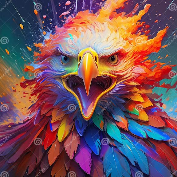 Colorful Explosion in the Shape of an Aggressive Eagle Head , Generated ...