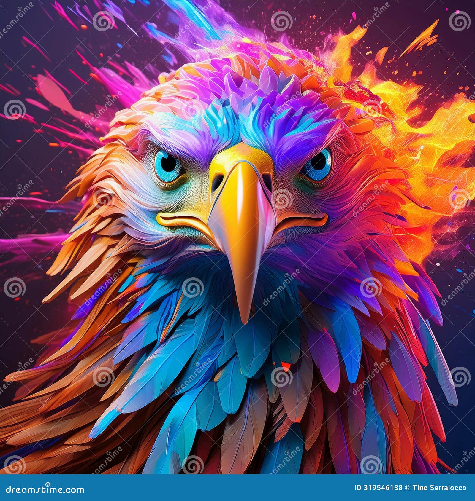Colorful Explosion in the Shape of an Aggressive Eagle Head , Generated ...