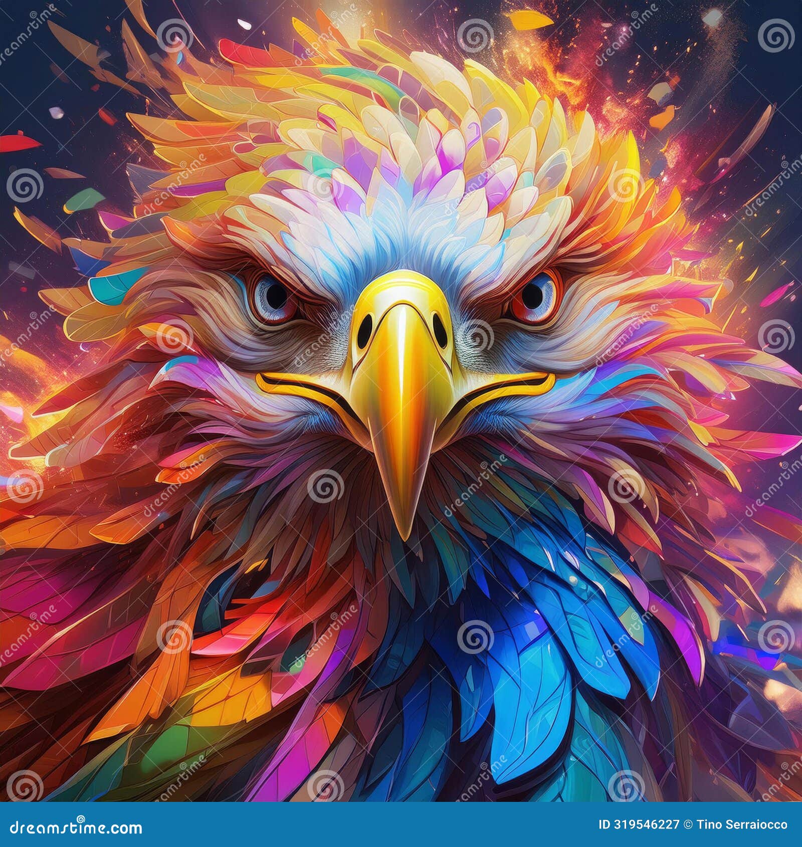 Colorful Explosion in the Shape of an Aggressive Eagle Head , Generated ...