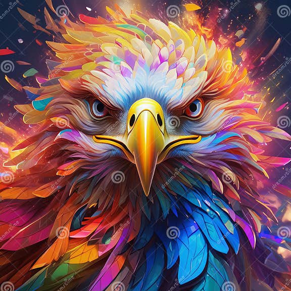 Colorful Explosion in the Shape of an Aggressive Eagle Head , Generated ...