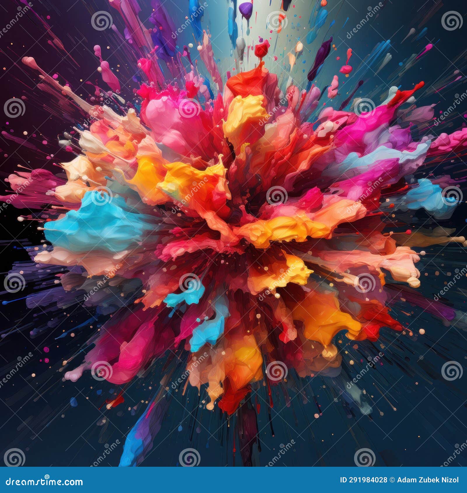 A Colorful Explosion in the Sky Stock Illustration - Illustration of ...