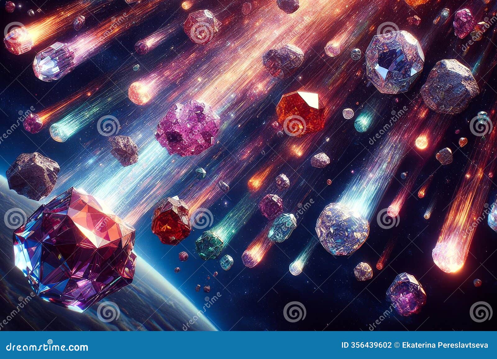 Colorful Explosion of Space Rocks is Falling from the Sky Stock Photo ...