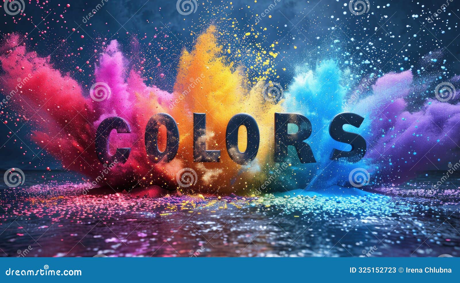Colorful Explosion of Vibrant Colors, Text COLORS Stock Illustration ...