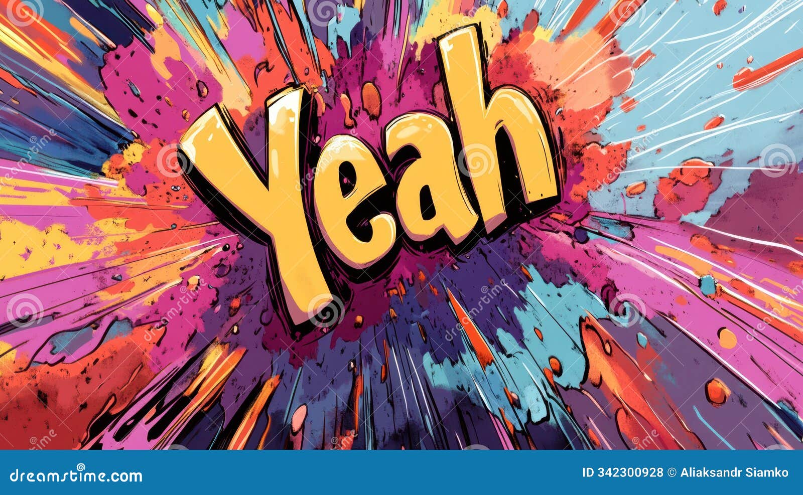 Colorful Explosion with Yeah in Comic Style Stock Illustration ...
