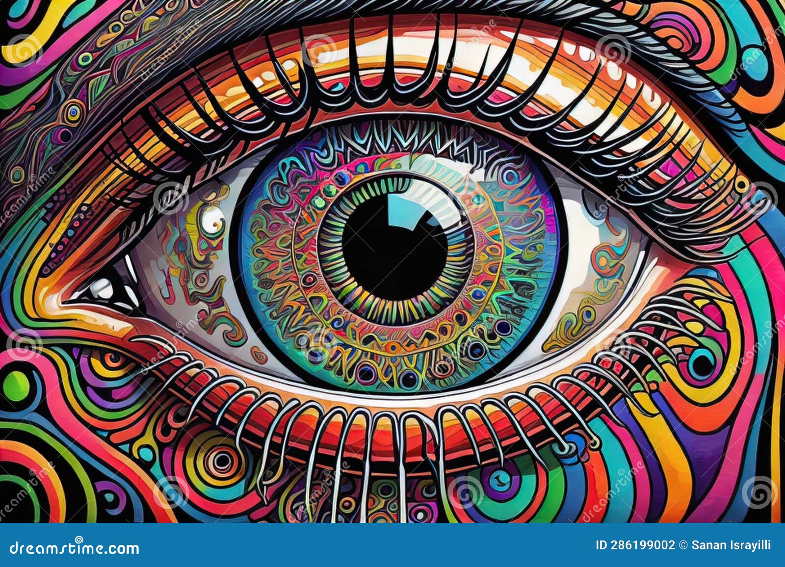 Colorful Eye on a Black Background. Psychedelic Design Stock Photo ...