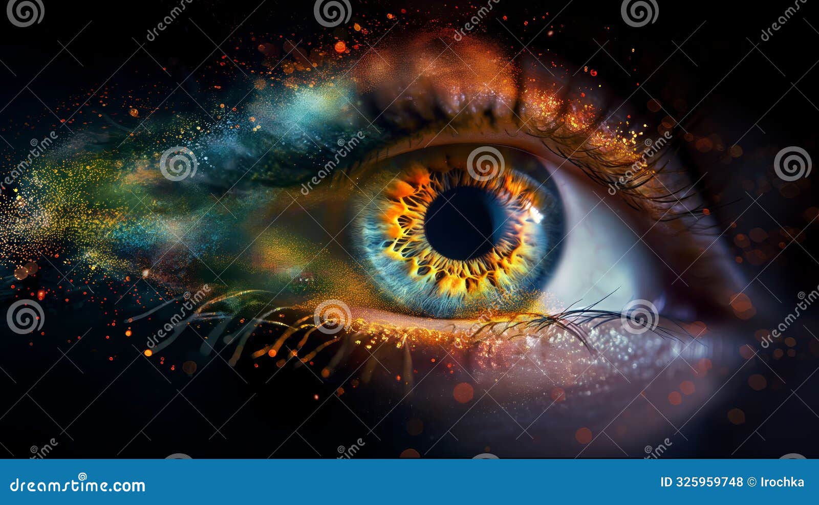 Colorful Eye with Dynamic Explosion Effect Stock Photo - Image of ...