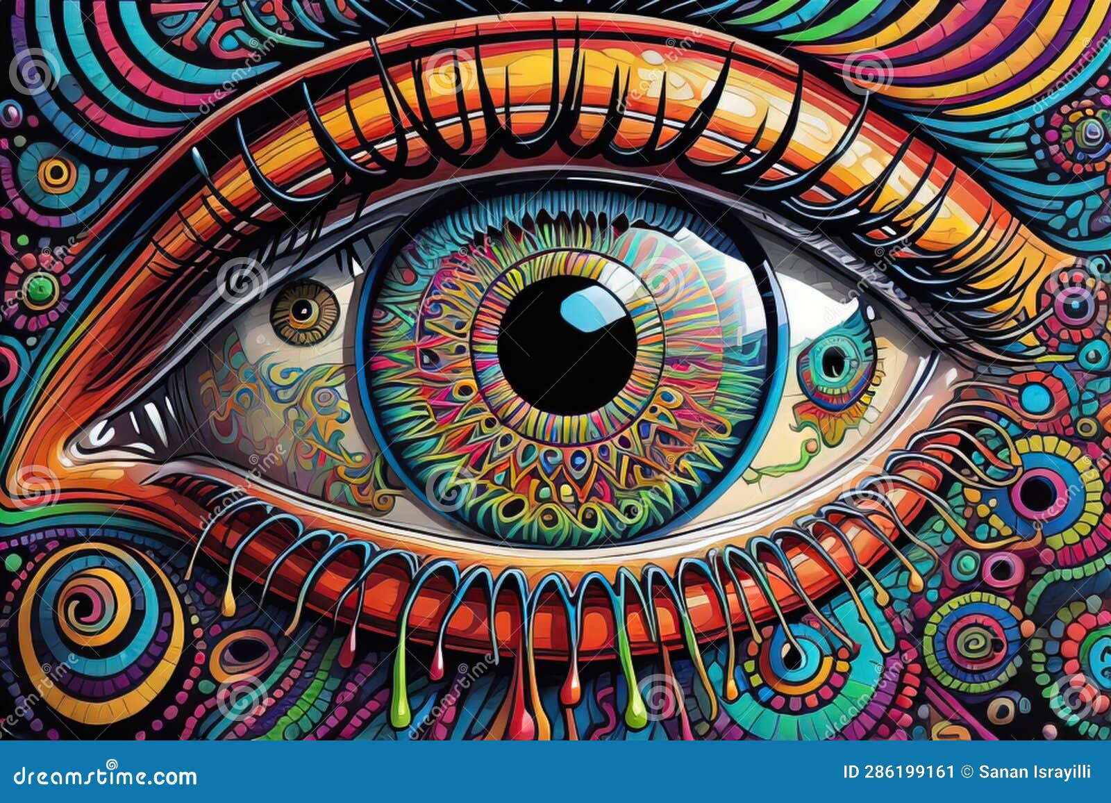 Colorful Eye with Ornament. Psychedelic Art. Vector Illustration Stock ...