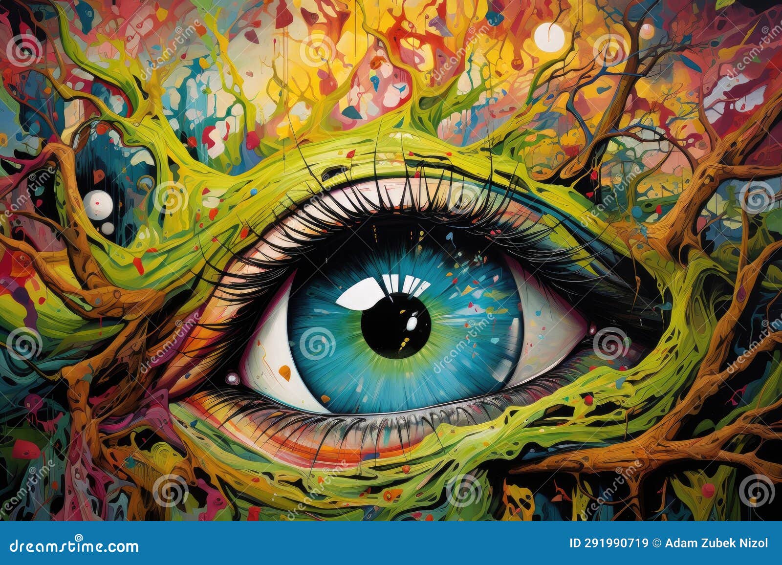 A Colorful Eye with a Splash of Paint Stock Illustration - Illustration ...