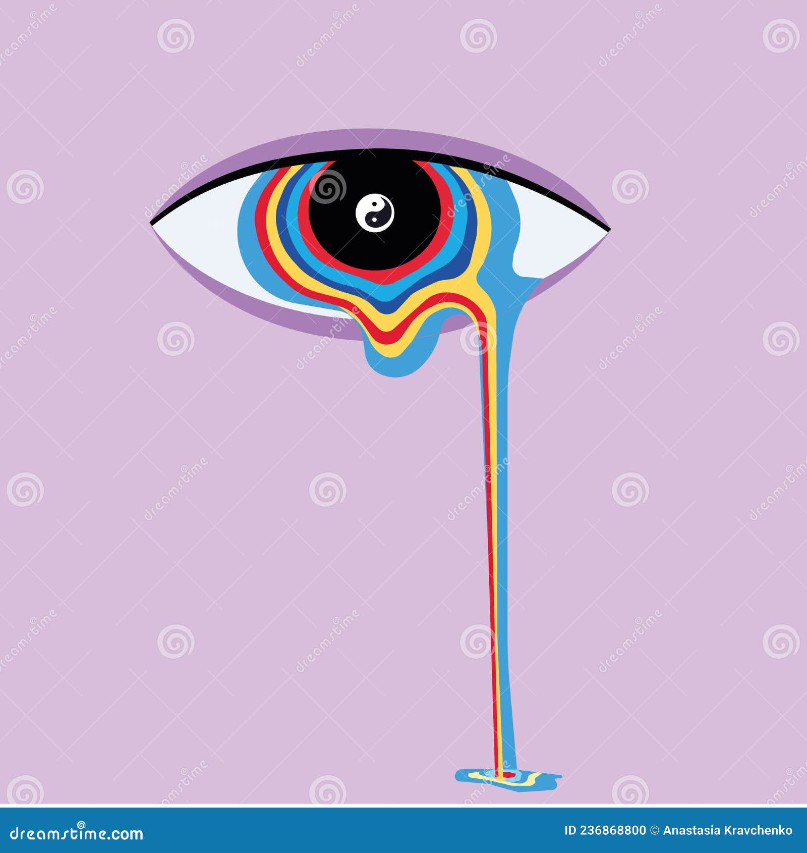Colorful Eye with Stream. Vector Illustration on Purple Background ...
