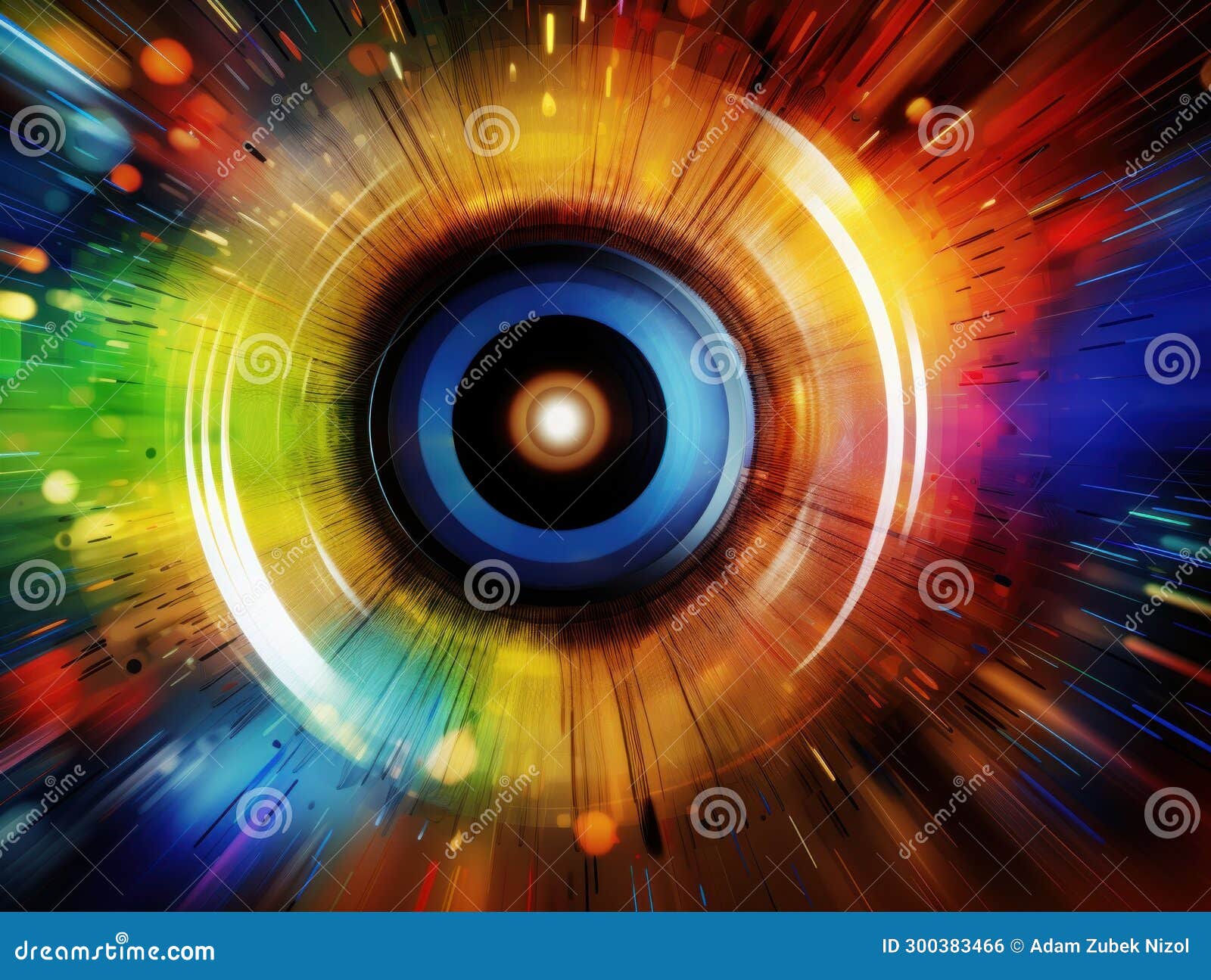 Colorful Eyeball On Black Eyelid Icon. Abstract Background. Design Art ...